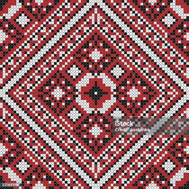 Traditional Slavic Black And Red Stitch向量圖形及更多刺繡圖片 刺繡 原住民文化 幾何圖形