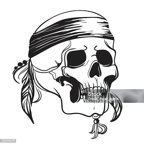 Skull With Feathers Vector Illustration向量圖形及更多人圖片 人 冒險 原住民文化 Istock