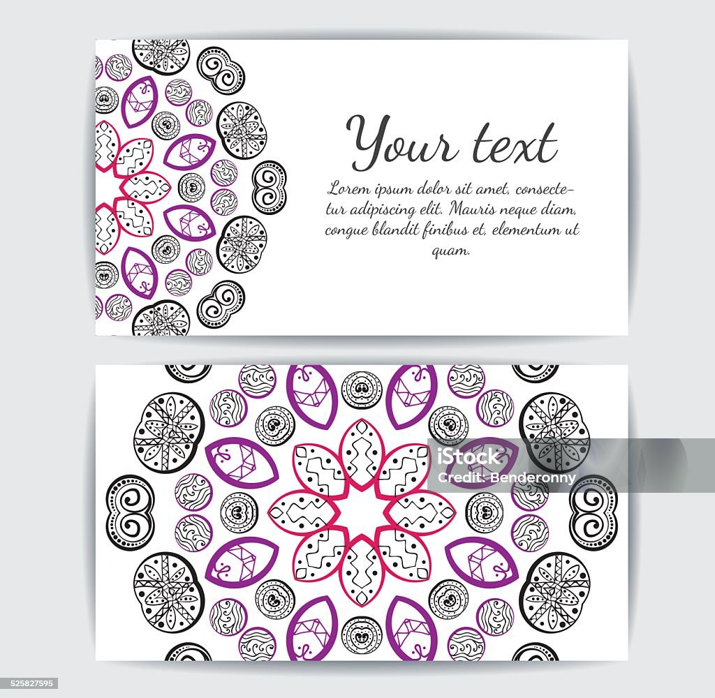 Invitation Business Card Or Banner Template Round Floral Vector