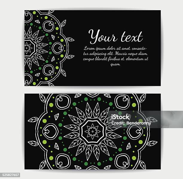 Invitation Business Card Or Banner Template Round Floral Vector