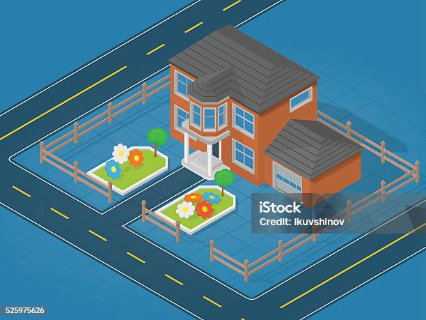 Adegan Isometrik Mewakili Rumah Modern Dan Area Yang Berdampingan ... Adegan Isometrik Mewakili Rumah Modern Dan Area Yang Berdampingan ...