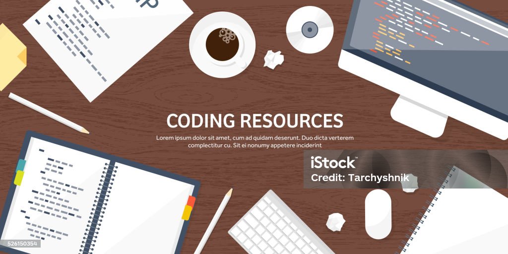 Programmingcoding Flat Computing Background Code Hardwaresoftware Web Development Stock