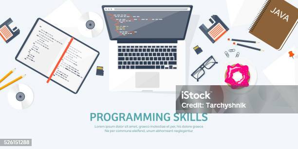 Programmingcoding Flat Computing Background Code Hardwaresoftware Web Development Stock