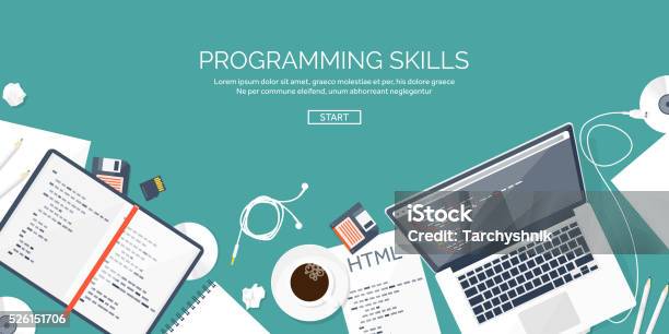 Programming Coding Flat Computing Background Code Hardware Software Web Development Stock