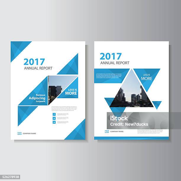 Biru Segitiga Vector Laporan Tahunan Leaflet Brochure Flyer Desain