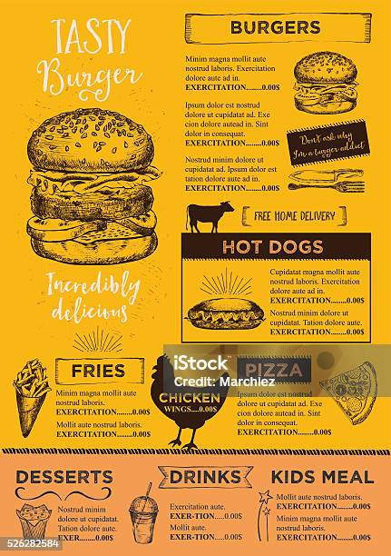 Restaurant Cafe Menu Template Design向量圖形及更多三文治圖片 三文治 傳單 創作性 Istock