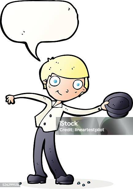 Cartoon Man Tipping Hat With Speech Bubble向量圖形及更多倒出圖片 倒出 做手勢 兒童