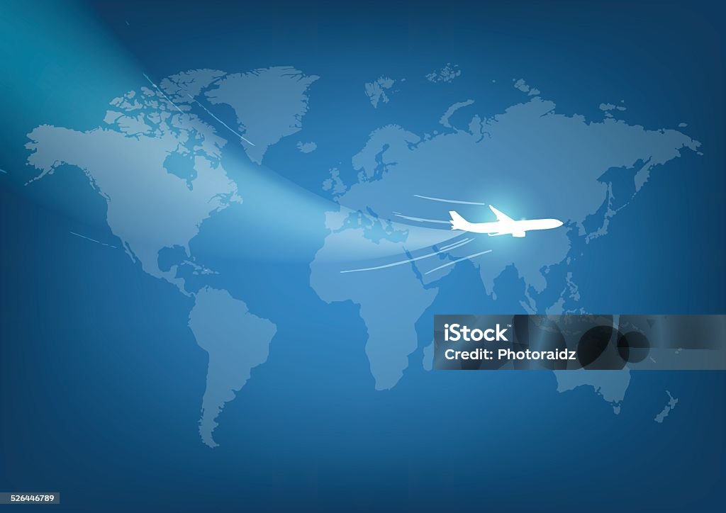 Vector World Travel Map With Airplanes Stock Illustration Download