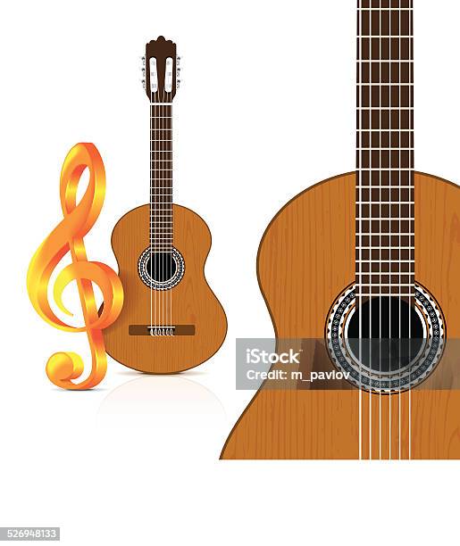 Classical Guitar On White Background向量圖形及更多一個物體圖片 一個物體 吉他 弦樂器 咖啡色