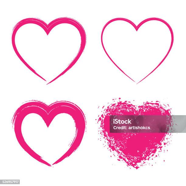 Set Of Hand Drawn Grunge Hearts Logo向量圖形及更多心型圖片 心型 畫畫 動態活動 圖畫