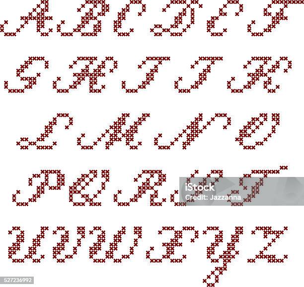 Cross Stitch Alphabet向量圖形及更多一組物體圖片 一組物體 刺繡 字母表 Istock