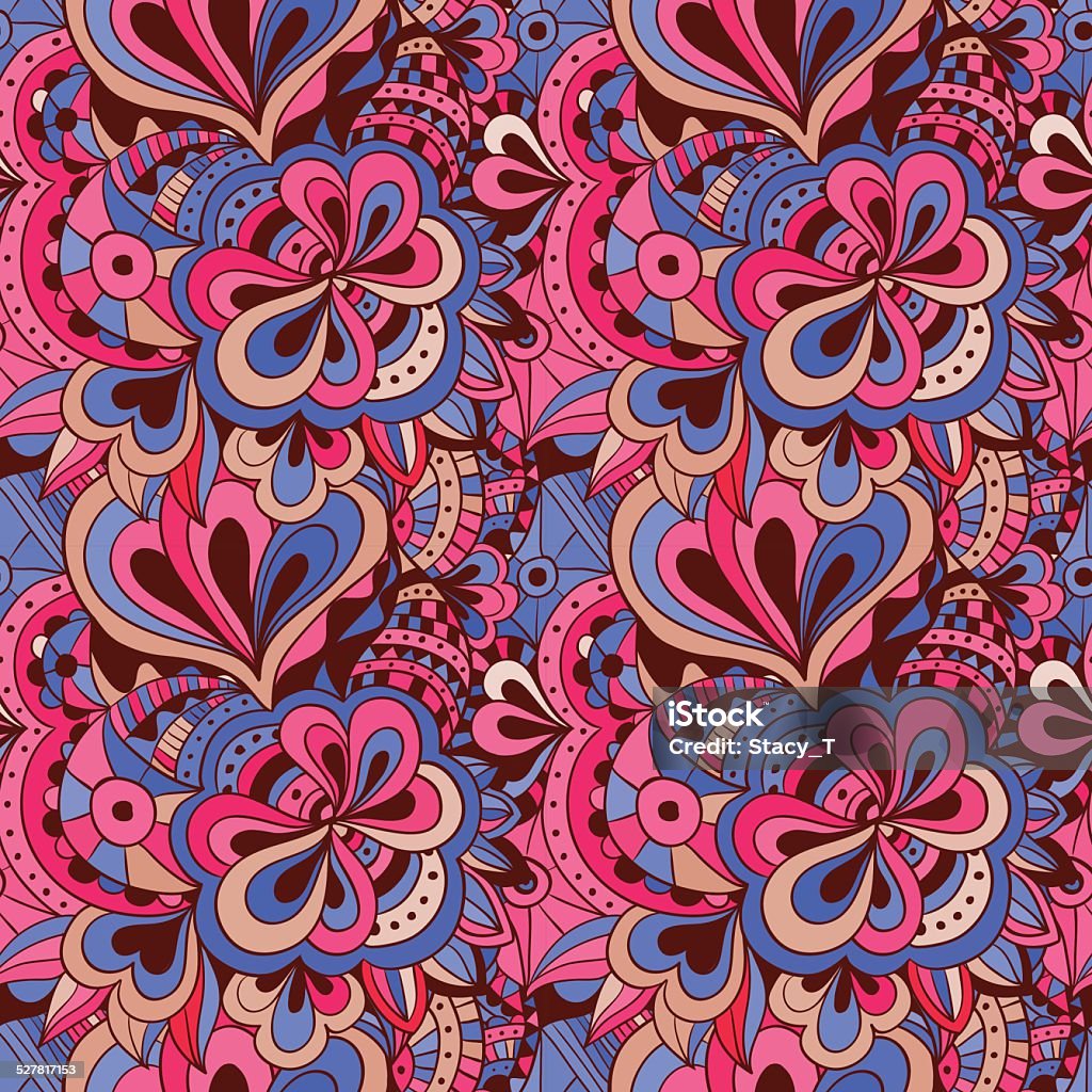 Vector Doodle Hand Drawn Seamless Floral Pattern Stock Illustration