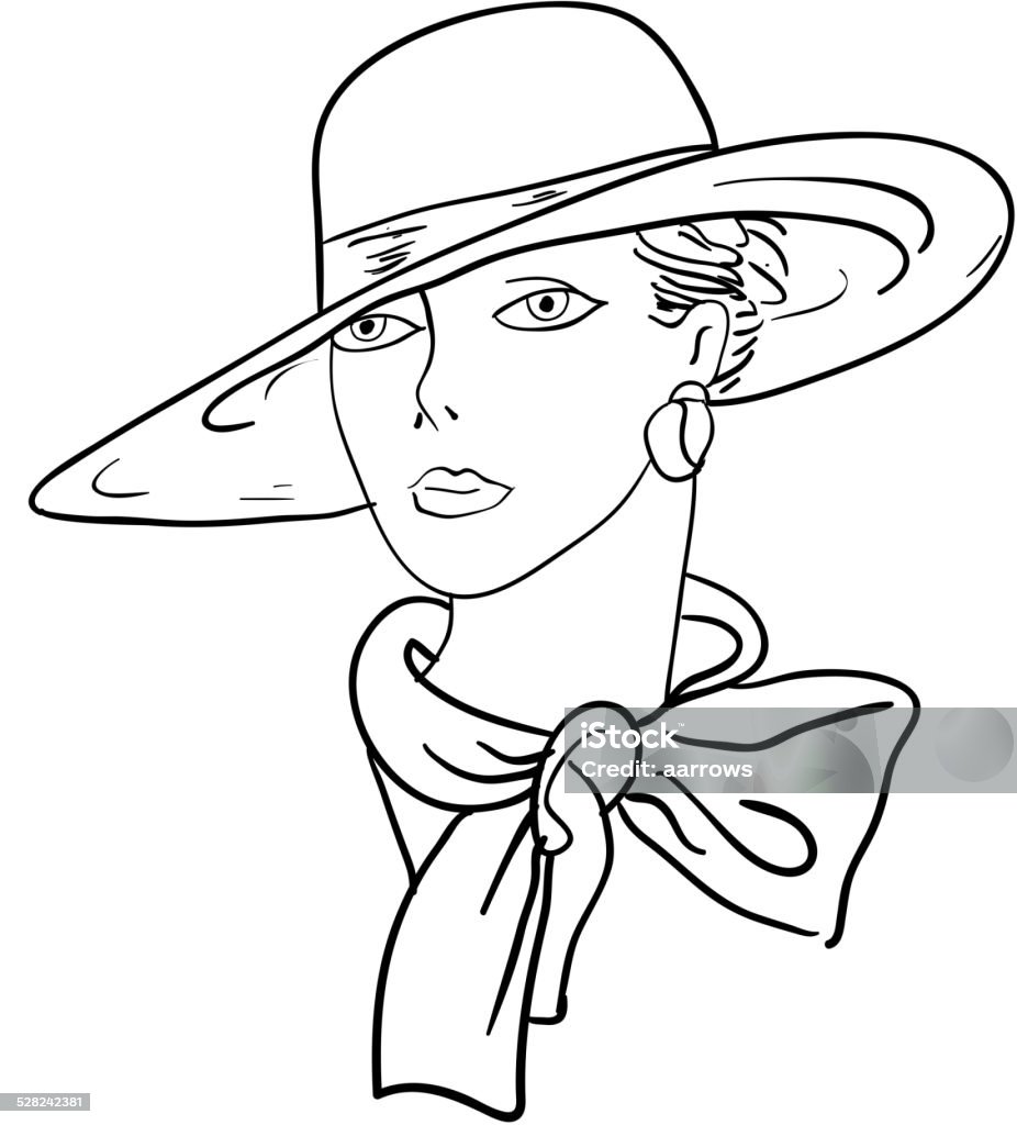 Handdrawn Fashion Model Vector Illustration Womans Face Stock