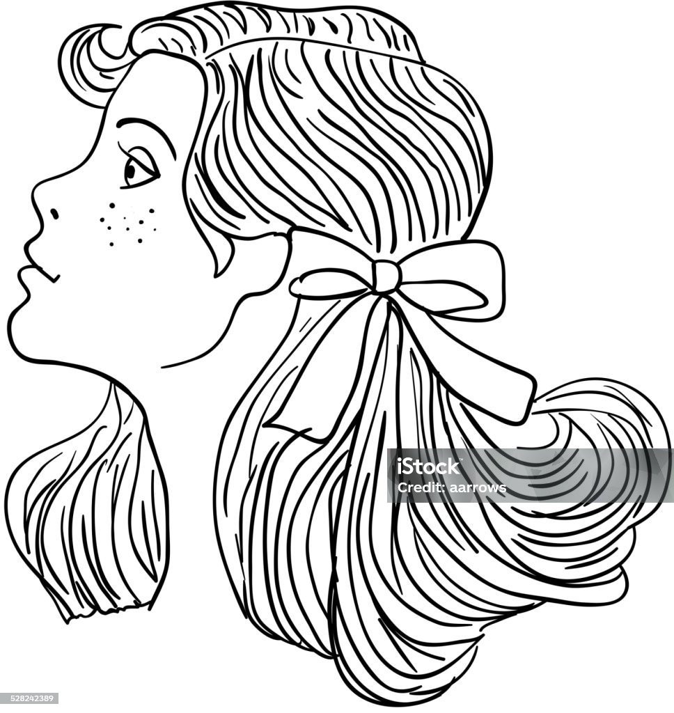 Handdrawn Fashion Model Vector Illustration Womans Face Stock