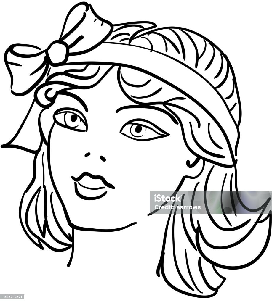 Handdrawn Fashion Model Vector Illustration Womans Face Stock