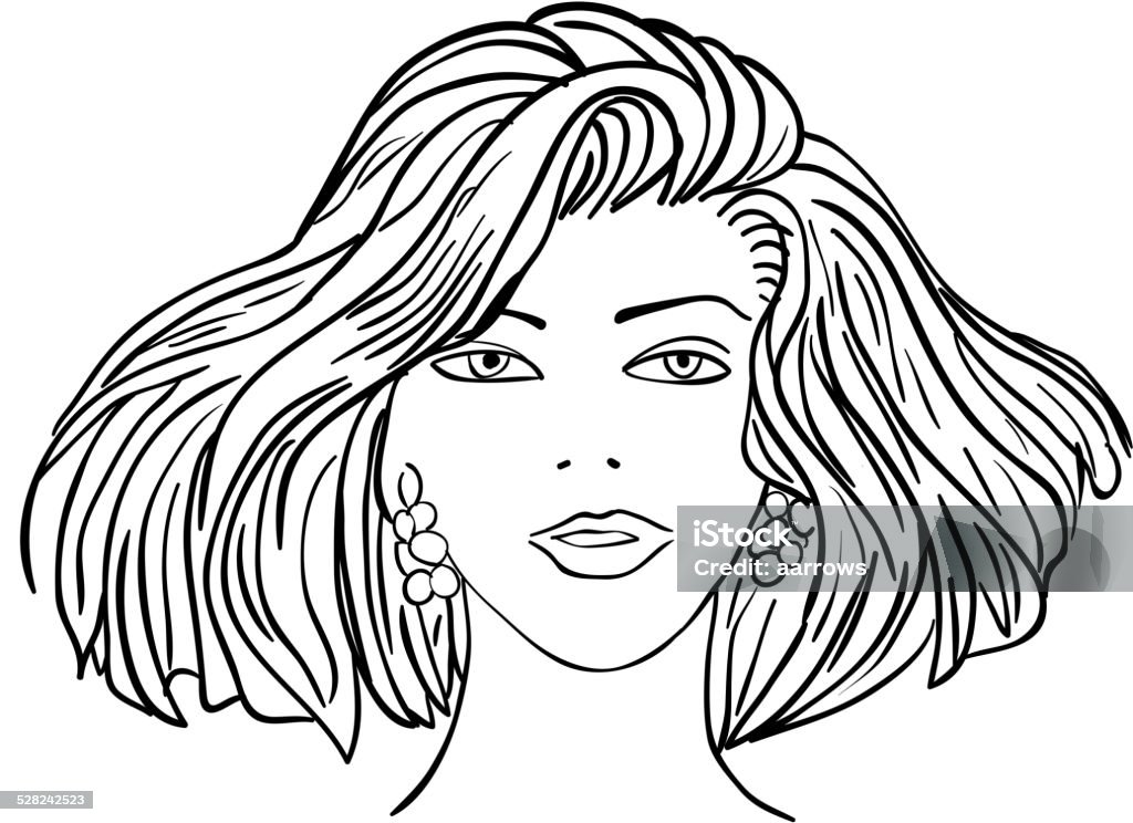 Handdrawn Fashion Model Vector Illustration Womans Face Stock