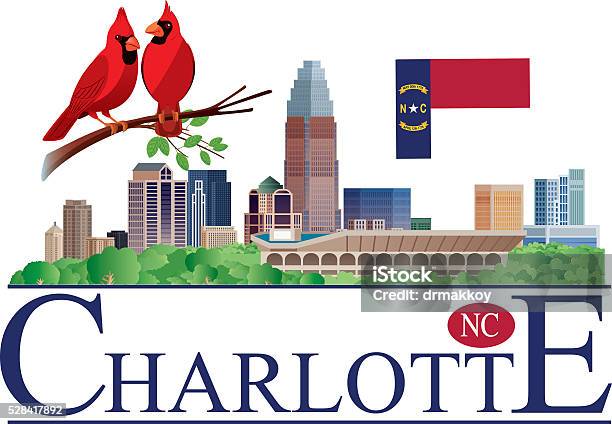 Charlotte Skyline Stock Illustration Download Image Now Charlotte North Carolina Urban