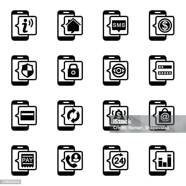 Vector Mobile Banking Icon Set向量圖形及更多互聯網圖片 互聯網 付錢 信用卡 Istock