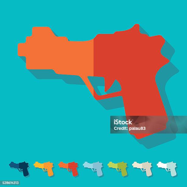 Flat Design Gun向量圖形及更多9mm 手槍圖片 9mm 手槍 便攜式資訊設備 側視 Istock