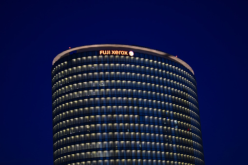 Fuji Xerox Headquarter In Yokohama Japan At Night Stock Photo ... Fuji Xerox Headquarter In Yokohama Japan At Night Stock Photo ...