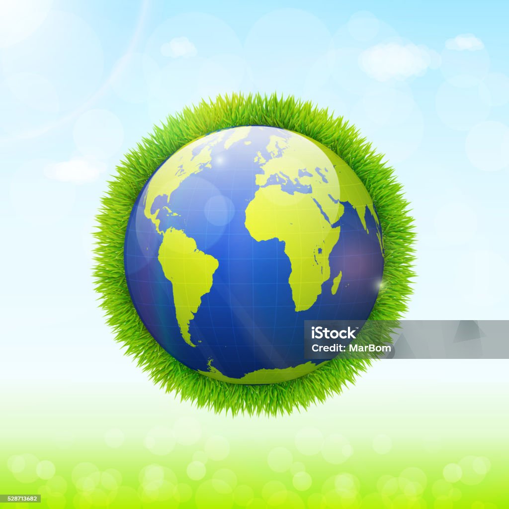 World Environment Day Concept Earth Globe With Green Grass Stock