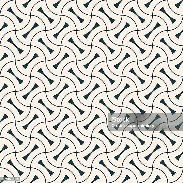 Rounded Monochrome Tile Outline Pattern向量圖形及更多傾斜的圖片 傾斜的 半圓形 圓形 Istock
