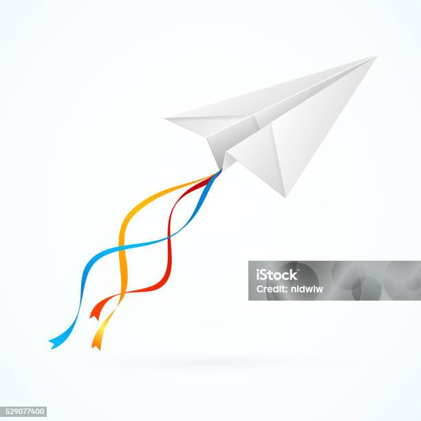 Paper Airplain White Vector向量圖形及更多飛機圖片 飛機 報紙 天空 Istock
