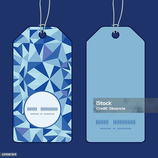 Vector Blue Triangle Texture Vertical Round Frame Pattern Tags Set