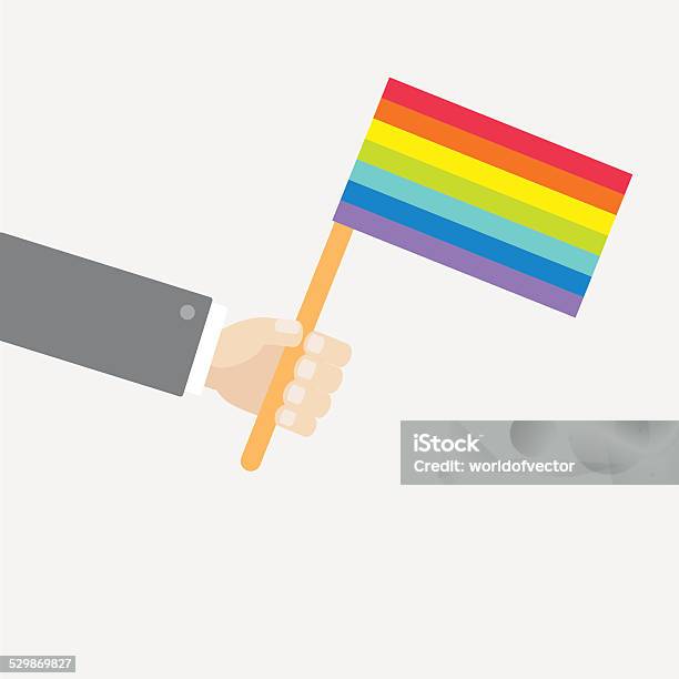 Pengusaha Tangan Memegang Bendera Kebanggaan Gay Pelangi Gaya Desain