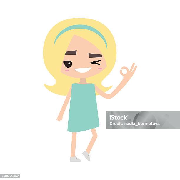 Smiling Winking Blonde Girl Says Ok Stock Illustration - Download Image ... Smiling Winking Blonde Girl Says Ok Stock Illustration - Download Image ...