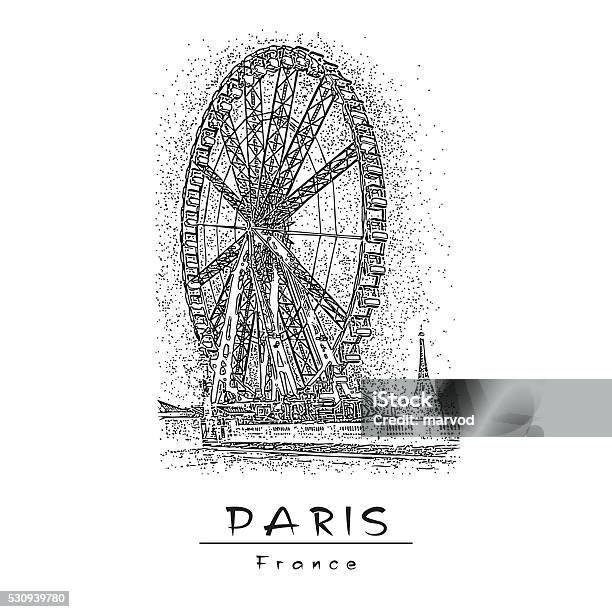 Ilustración de Rueda De La Fortuna Y De La Torre Eiffel En París y más ... Ilustración de Rueda De La Fortuna Y De La Torre Eiffel En París y más ...