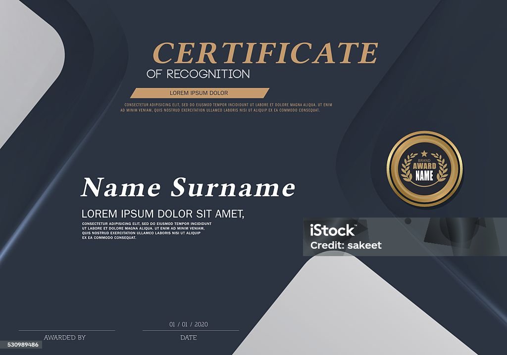 Certificate Of Recognition Frame Design Template向量圖形及更多文憑圖片 文憑 做好