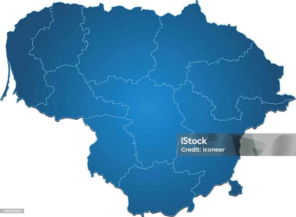 Ilustración De Lituania Mapa Azul Sobre Fondo Blanco Y Más Vectores