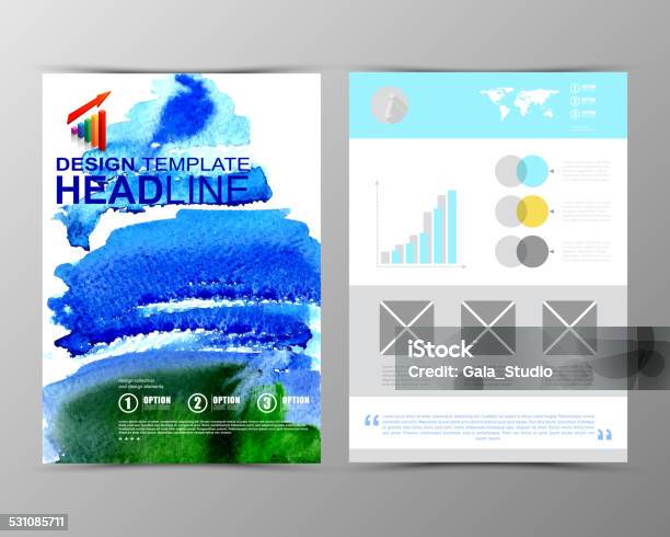 Abstract Watercolor Geometric Brochure Template Map向量圖形及更多2015年圖片 Istock