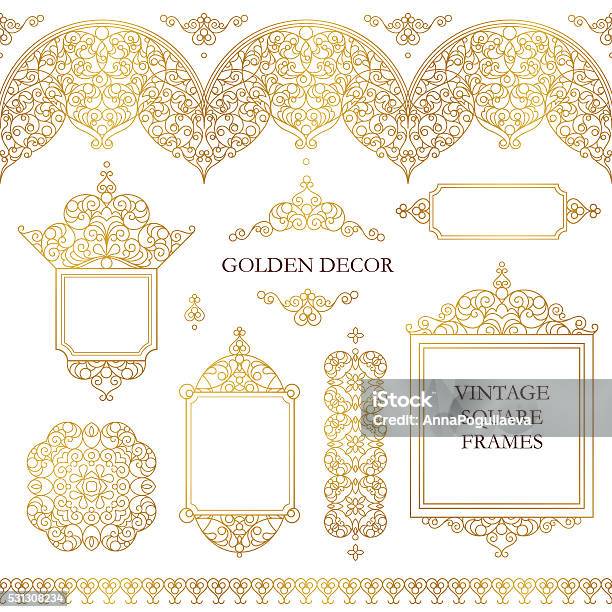 Vector Set Of Line Art Frames Seamless Border向量圖形及更多外型圖片 外型 室內裝潢 式樣
