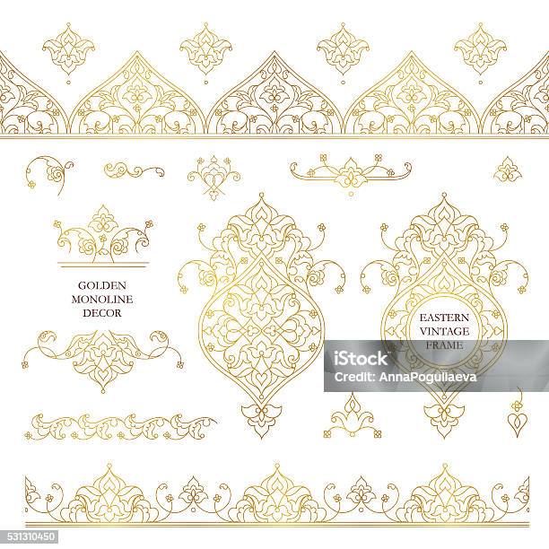 Vector Set Of Line Art Frames Seamless Border向量圖形及更多外型圖片 外型 室內裝潢 式樣