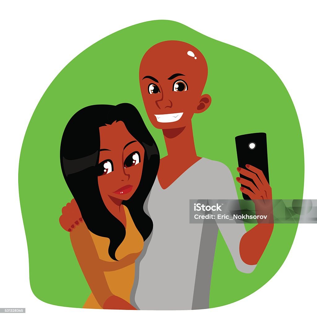 Loving Couple Selfie Stock Illustration Download Image Now Women
