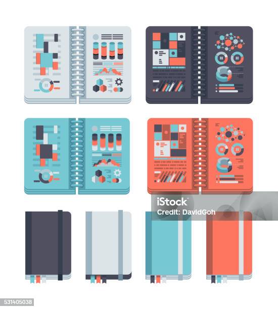 Notebook Flat Design Set向量圖形及更多信息圖形圖片 信息圖形 圖 圖形使用者界面 Istock