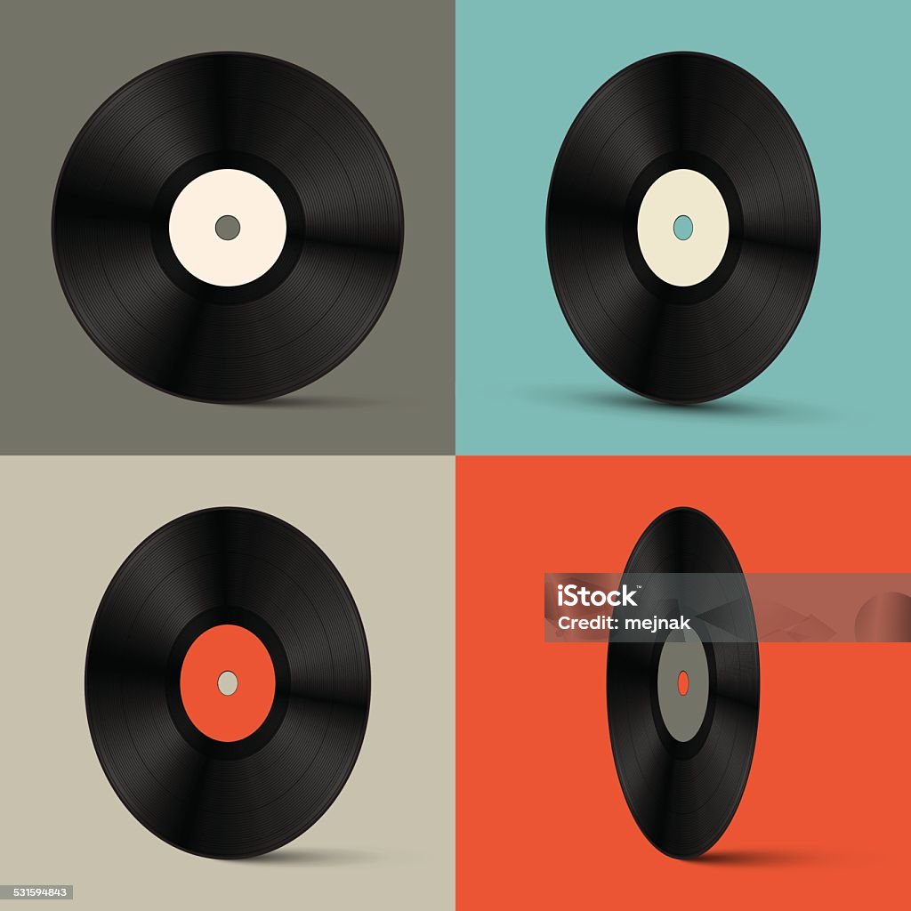 Retro Vector Vinyl Records Set向量圖形及更多2015年圖片 2015年 Analog 一個物體 Istock