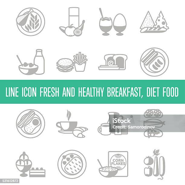 Breakfast 4x4 Line向量圖形及更多一團麵包圖片 一團麵包 健康飲食 全榖 Istock