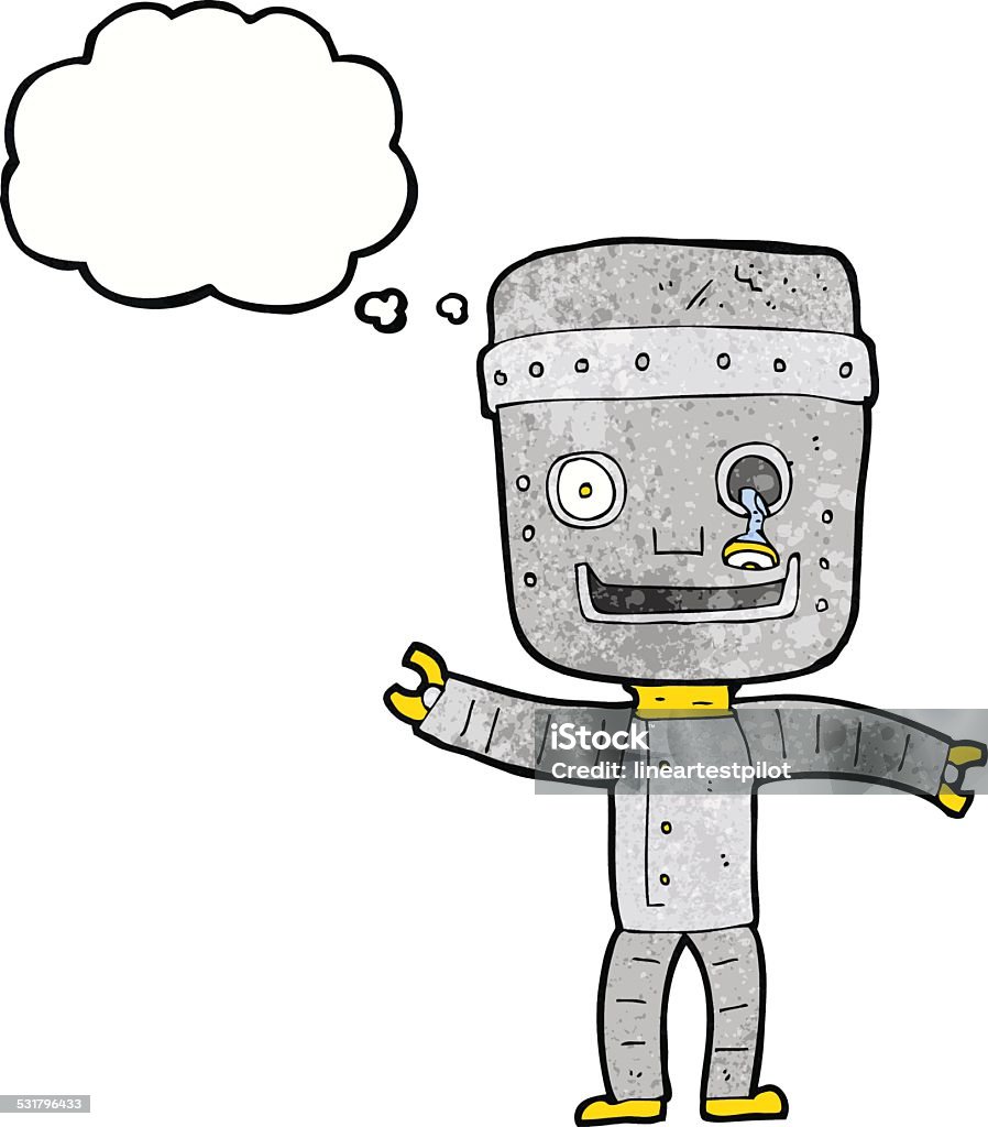 Cartoon Funny Old Robot With Thought Bubble Stock Illustration Download Image Now Bizarre