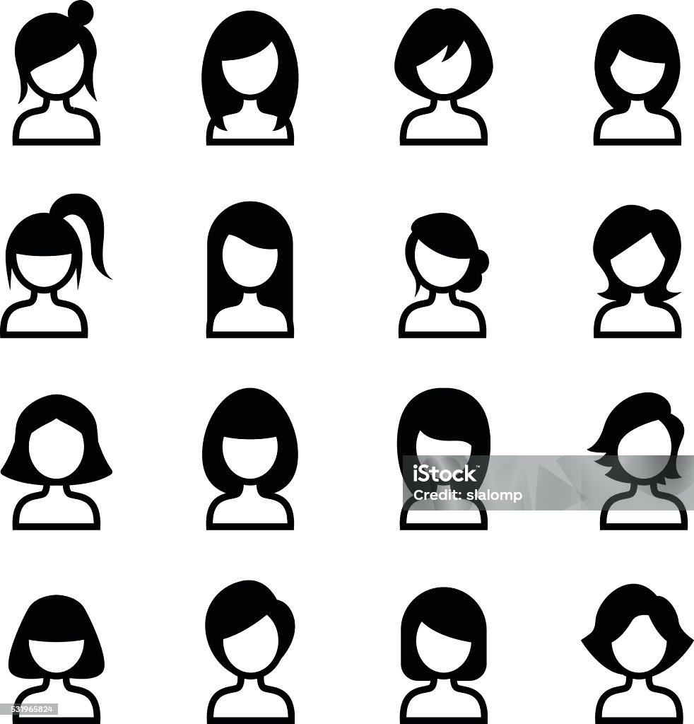 Woman Hair Style Icon Set Stock Illustration Download Image Now