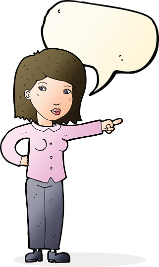 Cartoon Woman Pointing With Speech Bubble Stock Illustration Download