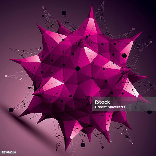 Ilustración De Magenta Asimétrico Objeto Abstracto 3d Con Líneas Y
