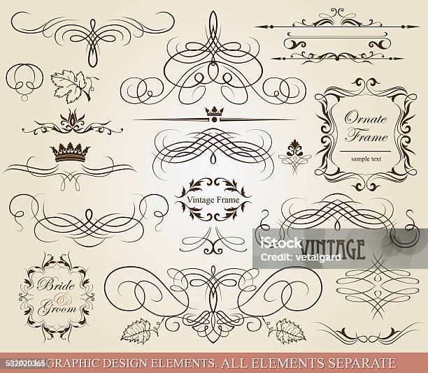 Calligraphic 디자인 요소가 있습니다 2015년에 대한 스톡 벡터 아트 및 기타 이미지 2015년 눈금자 라벨