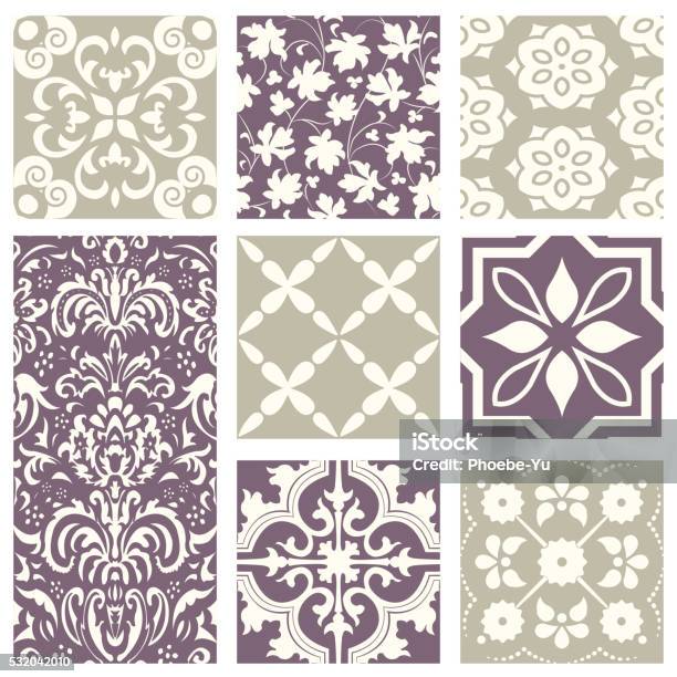 Classic Vintage Elegant Pastel Violet Seamless Abstract Pattern 40向量圖形及