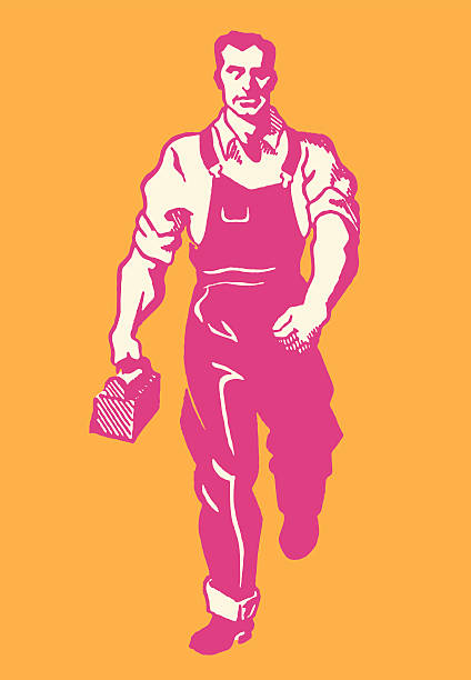 180 Man In Overalls Walking Stock Illustrations Royalty Free Vector