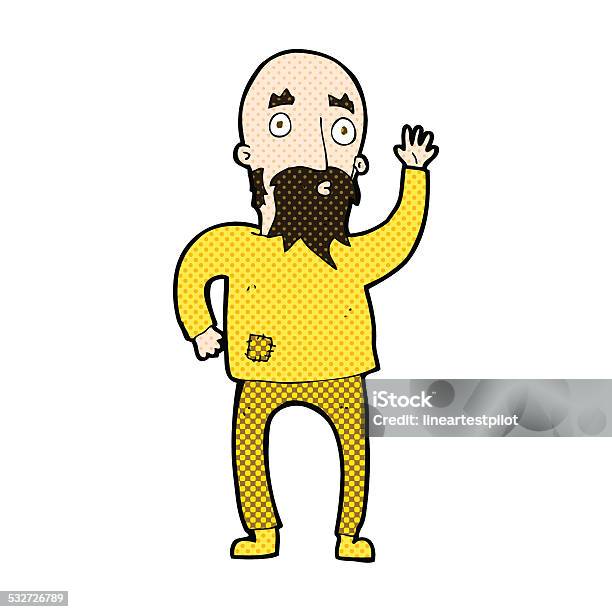 Comic 말풍선이 있고 손 흔드는 Bearded 남자 귀여운에 대한 스톡 벡터 아트 및 기타 이미지 귀여운 그리기