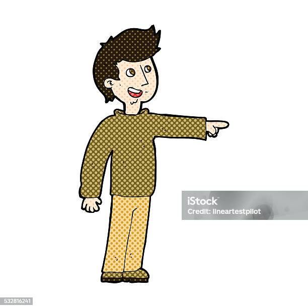 Comic Cartoon Happy Man Pointing And Laughing向量圖形及更多2015年圖片 2015年 兒童