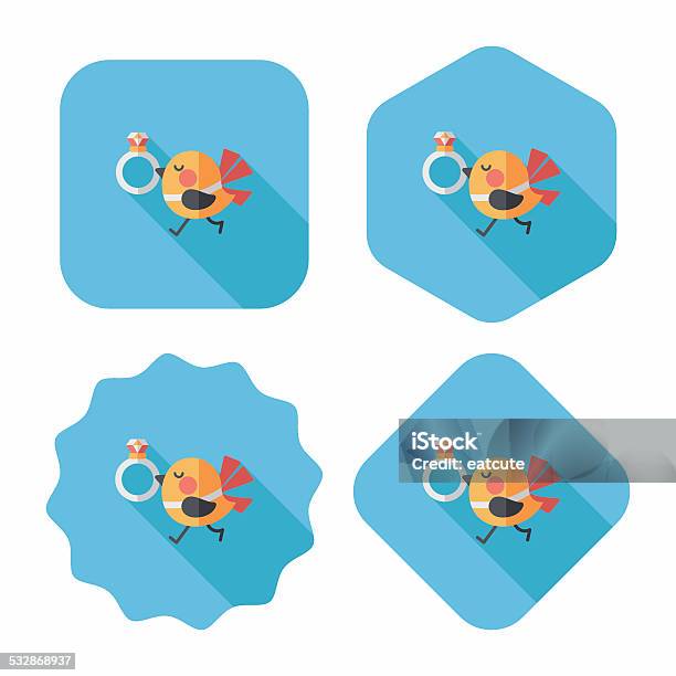 Burung Kawin Dengan Ikon Cincin Berlian Datar Ilustrasi Stok Unduh